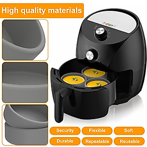 3Pcs Air Fryer Egg Mold, Reusable Egg Bite Maker, Nonstick Silicone Egg Molds, Microwave Egg Cooker, Silicone Egg Poacher Cups, Air Fryer Dash Egg Cooker, Air Fryer Accessories for Oven, 4×1.3inch