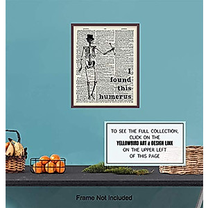 Funny Skeleton Dictionary Art Poster - 8x10 Upcycled Steampunk Home, Apartment or Wall Decoration, Room Decor for Home or Doctors Medical Office - Cool Unique Gift for Goth Fans - Picture, Print Photo