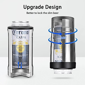 4 in 1 Slim beer can cooler for all 12 OZ Cans- Double Walled Stainless Steel Can Insulator Keep 8 Hours Cold- Thread Design Easy to Hold-Upgrade Insulated Can Cooler Fits Most Car Cup Holders