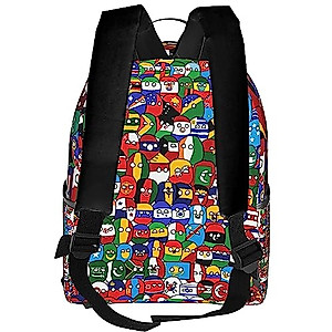 Woidxzxza Polandball Countryball World Map School Bag Student Backpack Lightweight Cycling Travel Bag Outdoor Backpack For Boys Girls