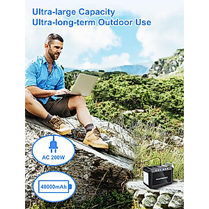 MARBERO 40000mAh Portable Power Bank with AC Outlet and 100W Portable Solar Panel for iPhone, Galaxy, Tablets Outdoor Camping Home Office Emergency,iPhone, Galaxy, Tablets