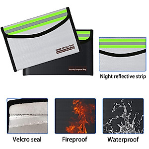 5"x8" Small Fireproof Bag Money Bag Home Office Travel Fireproof Safe Storage Pouch for Document Cash Valuables Jewelry Keys Mobile Power Supply Power Bank Lipo Battery