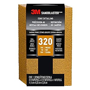 3M 9566 SandBlaster Dual Sanding Sponge 320-Grit + Gold, Angle Grinder