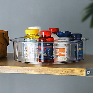 TOPZEA 2 Pack Divided Lazy Susan Turntable, 12 Inch Divided Spinning Storage Container Kitchen Organizer for Cabinets, Pantry, Countertops, Fridge, Bathroom, 4 Compartments, Clear