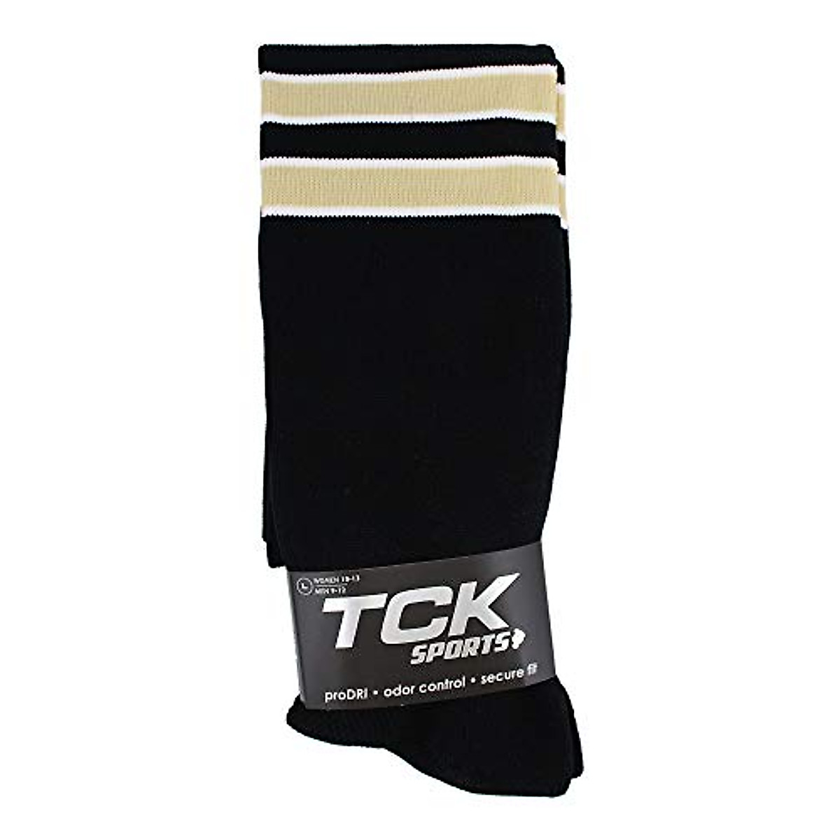 TCK Performance Baseball/Softball Socks (Black/White/Vegas Gold, Medium)