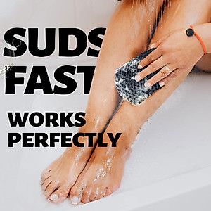 MIG4U Exfoliating Soap Bag for Shower 2 Pieces - Bar Soap Saver Pouch, Bamboo Body Scrubber Exfoliator Pocket in Travel Bathing, Black, Double Layer