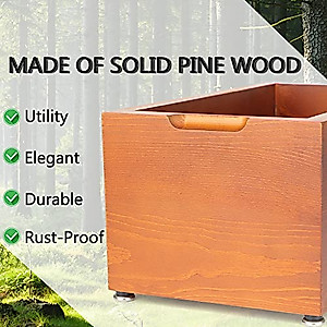 Kitchen Countertop Pine Wood Compost Bin, Stainless Steel Smell Proof Anti-Rust Insert with Lid and Pine Wood Box - 1.6 Gal (Brown)
