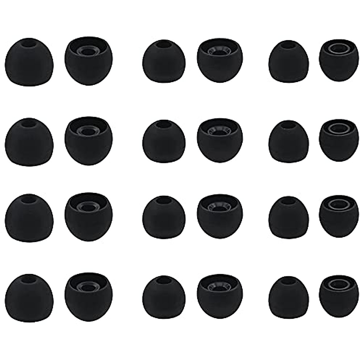 ALXCD Ear Tips for in-Ear Headphones, S/M/L Sizes 12 Pairs Soft Silicone Earbuds Tips Eartips with 3.8mm Connector Hole, Fit Most in-Ear Earbuds(Inner Hole 3.8mm -4.8mm) 12 Pairs, Black, S/M/L