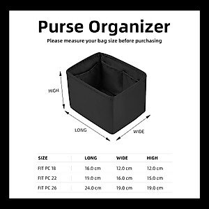 DGAZ Purse Organizer Silky Smooth,Silk,Luxury Handbag Tote in Bag Shapers, Women- Fits picotin18/22Bags (Black, PC18)