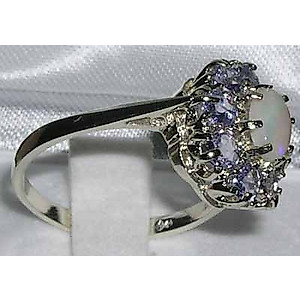 LetsBuyGold 925 Sterling Silver Natural Opal and Tanzanite Womens Promise Ring - Size 7.5