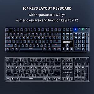 Newmen GM335 Mechanical Keyboard Wireless,USB C Wired/2.4Ghz Rechargeable Rainbow LED Backlit Gaming Keyboard,104 Key Hot Swappable Mechanical Keyboard for Mac Windows PC Laptop Brown Switch