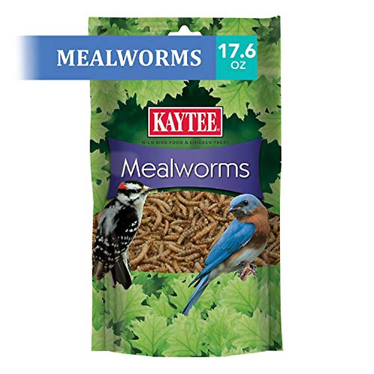 Kaytee Wild Bird Food Mealworms For Bluebirds, Wrens, Robins, Chickadees, Woodpeckers, Cardinals & Chickens, 17.6 Ounce