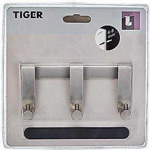 Tiger Rhino for Shower Doors 6-8 mm Brushed Stainless Steel Hooks, One Size