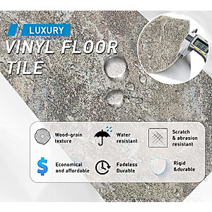 Peel and Stick Floor Tile,Waterproof 24 Pcs Light Gray Marble Vinyl Flooring 12"x12",Durable Vinyl Removable Stickers Tiles for Kitchen Living Room Bedroom Bathroom