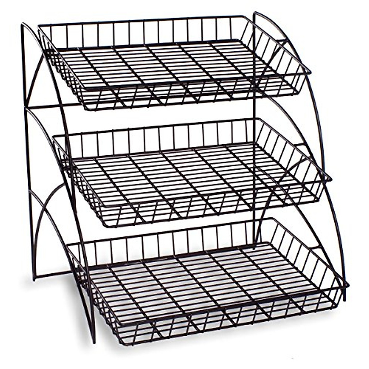 3-Tiered Wire Shelving Display Rack for Tabletop Use - Black