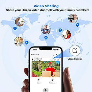 Hiseeu Wireless Doorbell Camera with Chime, Voice Changer, 2MP Video, PIR Detection, 100% Wire-Free Battery Powered, Anti-Theft Alarm, Night Vision, SD/Cloud Storage, Alexa/2.4Ghz Wifi Compatible.