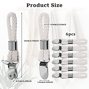 6 Pcs Kitchen Towel Clips, Hanging Towel Clips for Kitchen, Woven Cotton Towel Clips with Metal Clamp, Tea Towel Hooks Loops Clips Cloth Hook Clip Hangers for Home Kitchen Bathroom Hanger Brackets
