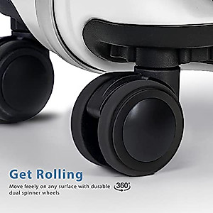 Coolife Luggage Carry On Spinner Suitcase Set with Pocket Compartment Weekend Bag Hardside Trunk (snow white_Aluminium Frame type, 20in(carry on))