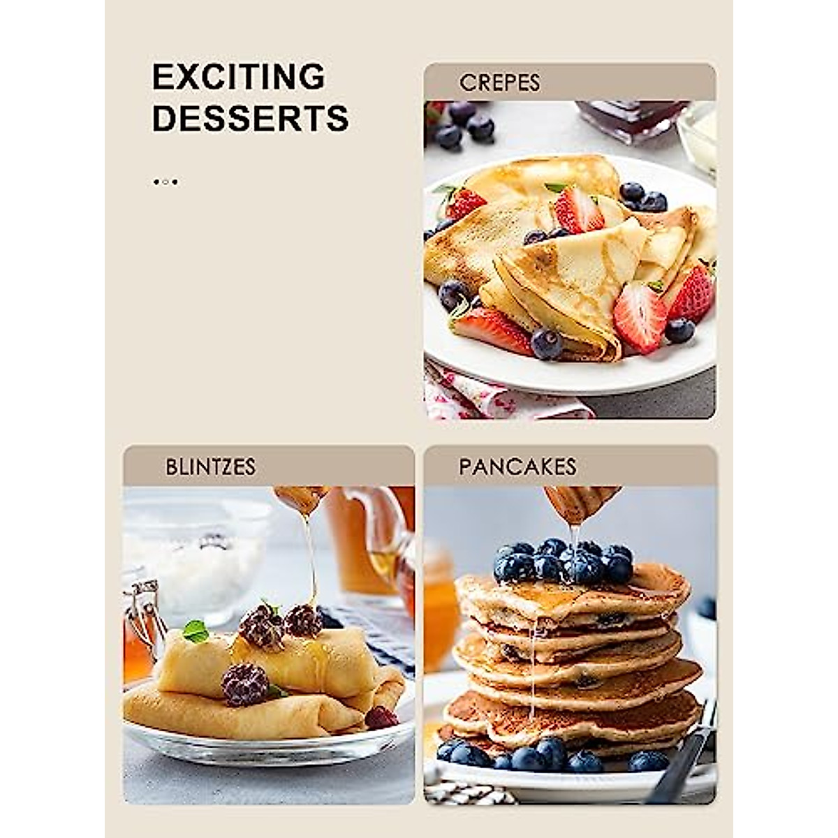 Crepe Maker Machine, Reemix Compact Pancake Griddle Precise Temperature Control, Nonstick 12” Electric Griddle, Batter Spreader for Eggs, Pancakes, Omelets and Quesadillas, Includes Spatula, Spreader