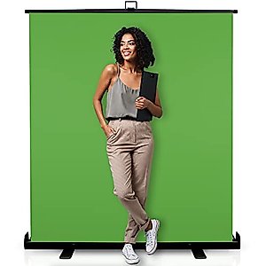 KHOMO GEAR Collapsible Chromakey Panel Green Screen for Photo Backdrop Video Studio, Live Game, Portable Pull Up, Solid Aluminium Base Wrinkle-Resistant Fabric, Auto-Locking Air Cushion Frame