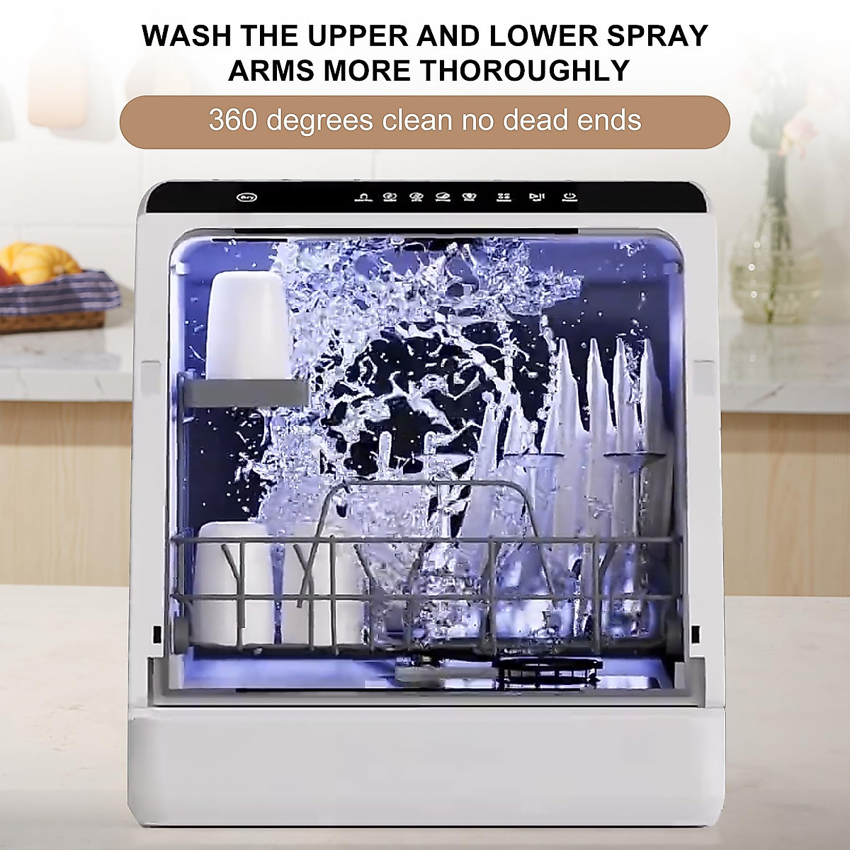 LINGXI Counter Top Dishwasher ，Countertop Dishwasher with Water Tank. Portable Dishwasher With Dryer，Baby Care，360° Spray， Dishwasher For Apartments，Rvs.
