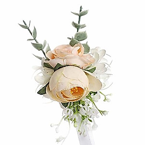 MOTUZP Rose Wrist Flower, Rose Wrist Corsage Wristlet Band Bracelet Prom Flower Wrist Corsages for Wedding(#2)