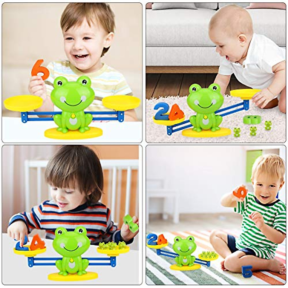 Aitbay Cool Math Game, Valentines for Preschoolers Frog Balance Counting Toys for Boys & Girls Educational Number Toy Fun Children's Gift STEM Learning Age 3+ (63 PCS)