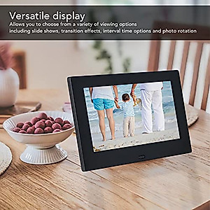 Digital Picture Frame, Background Music Digital Photo Frame HD 1080P 7 Inch Calendar Function for Party (US Plug)