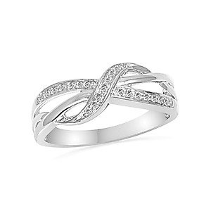 D-GOLD DGOLD Sterling Silver Round Diamond Twisted Fashion Ring (1/10 cttw)