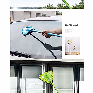 ALILILI 180 Degree Rotatable Adjustable Triangle Cleaning Mop,Multi-functional Retractable,Equipped With 2PCS Replacement Mop Cloth (Blue),3 Piece Set