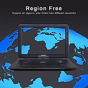 MINLOVE 17.9" Portable DVD Players, DVD Player for Car with 15.6" Large HD Screen/6 Hrs Rechargeable Battery/Car Charger, Region Free, Support AV in&Out/CD/DVD/SD Card/USB, Black