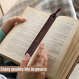 8 Pcs Inspirational Leather Bookmarks for Men Handmade Leather Page Markers Funny Quotes Book Marks for Book Reading Bookworm Book Lovers Readers Writers Accessories