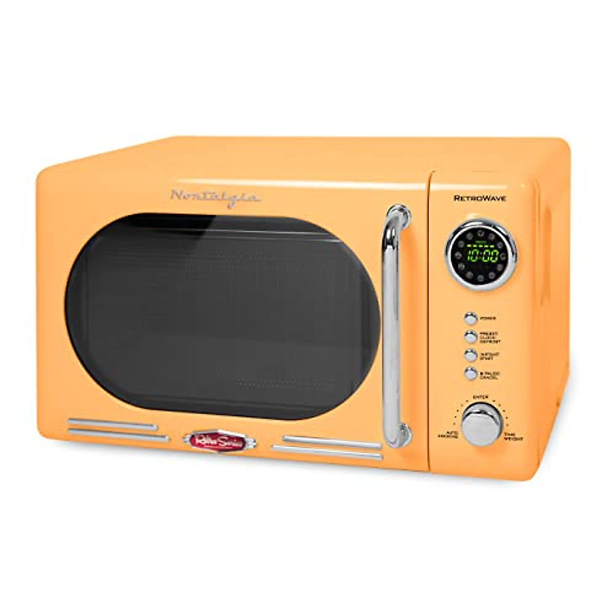 Nostalgia Retro Compact Countertop Microwave Oven, 0.7 Cu. Ft. 700-Watts with LED Digital Display, Child Lock, Easy Clean Interior, Orange
