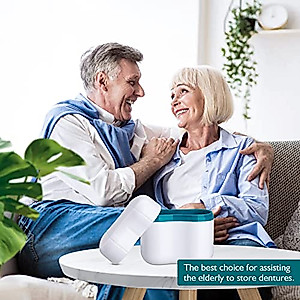 LVCHEN Denture Cleaning Case - Soaking Cup False Teeth Container Denture Storage Case with Strainer Basket for Travel Cleaning Complete Clean Care for Dentures and Clear Braces