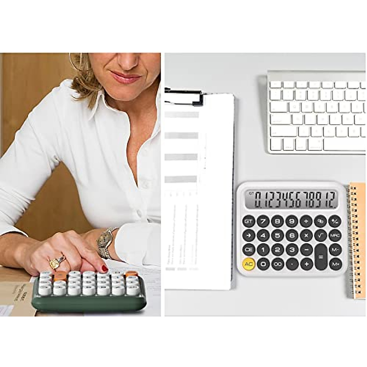 LOCOCK Standard Function Desktop Calculator, 12-Digit Large LCD Display and Big Round Buttons for Office, School, Home,Business Use (Pink)