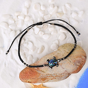 KELITCH Turtle Bracelets Abalone Shell Beads Bracelet Adjustable Friendship Bracelet Tropical Beach Sand Bracelet for Women