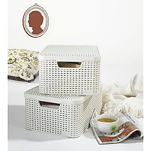 Curver Style Shelf Baskets, Polypropylene, Ecru, 39.3 x 29.3 x 18.7 cm