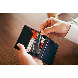 LC Prime Minimal Slim Pen Wallet l A Thinnest PenWallet For Daily Use (Pen is Not Included) (Blue mix Black (Pen is NOT Included))