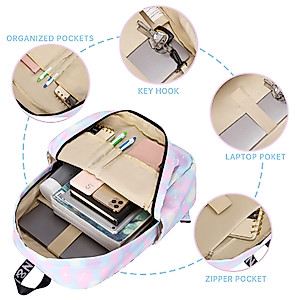 Lohol Rainbow Backpack with Lunch Box for Kids Girls Teens, Lightweight Water Resistant BookBag Set for School Travel (Pink)