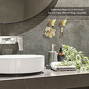 NiHome Matte Brass Butterfly Coat Hooks - Set of 2 Decorative Wall-Mounted Organizers with Multifunctional Design, Ideal for Home and Office Storage of Hats, Jackets and Purses