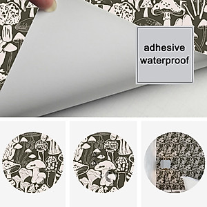 UniGoos Abstract Mushroom Peel and Stick Wallpaper Cute Pattern Temporary Wall Paper Roll Modern Self Adhesive Contact Paper for Cabinet Kids Room DIY Decor 17.7" x 118.1"