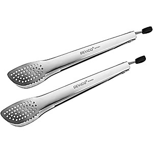Devico Kitchen Tongs for Cooking, 2-Piece 12 inch 18/8 Stainless Steel Metal BBQ Grill Tongs with Lock