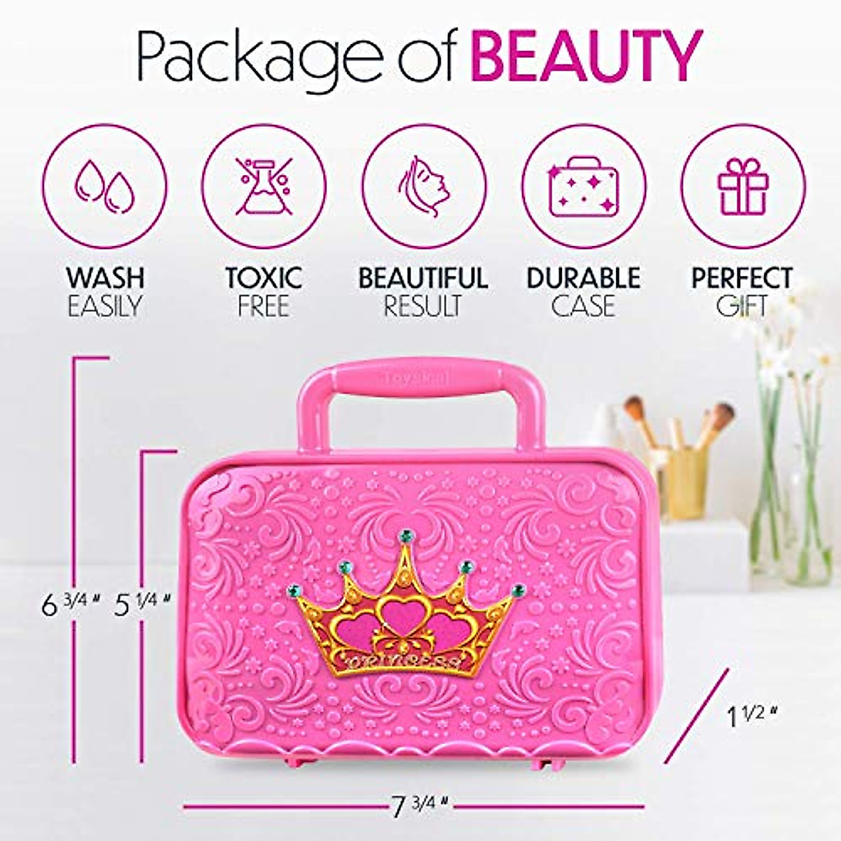 Toysical Kids Makeup Kit for Girl, Kids Makeup with Remover, Washable, Non Toxic Pretend Makeup for Little Girl, Princess Girls Toys, Girls Birthday Gifts Age 3+ Year Old