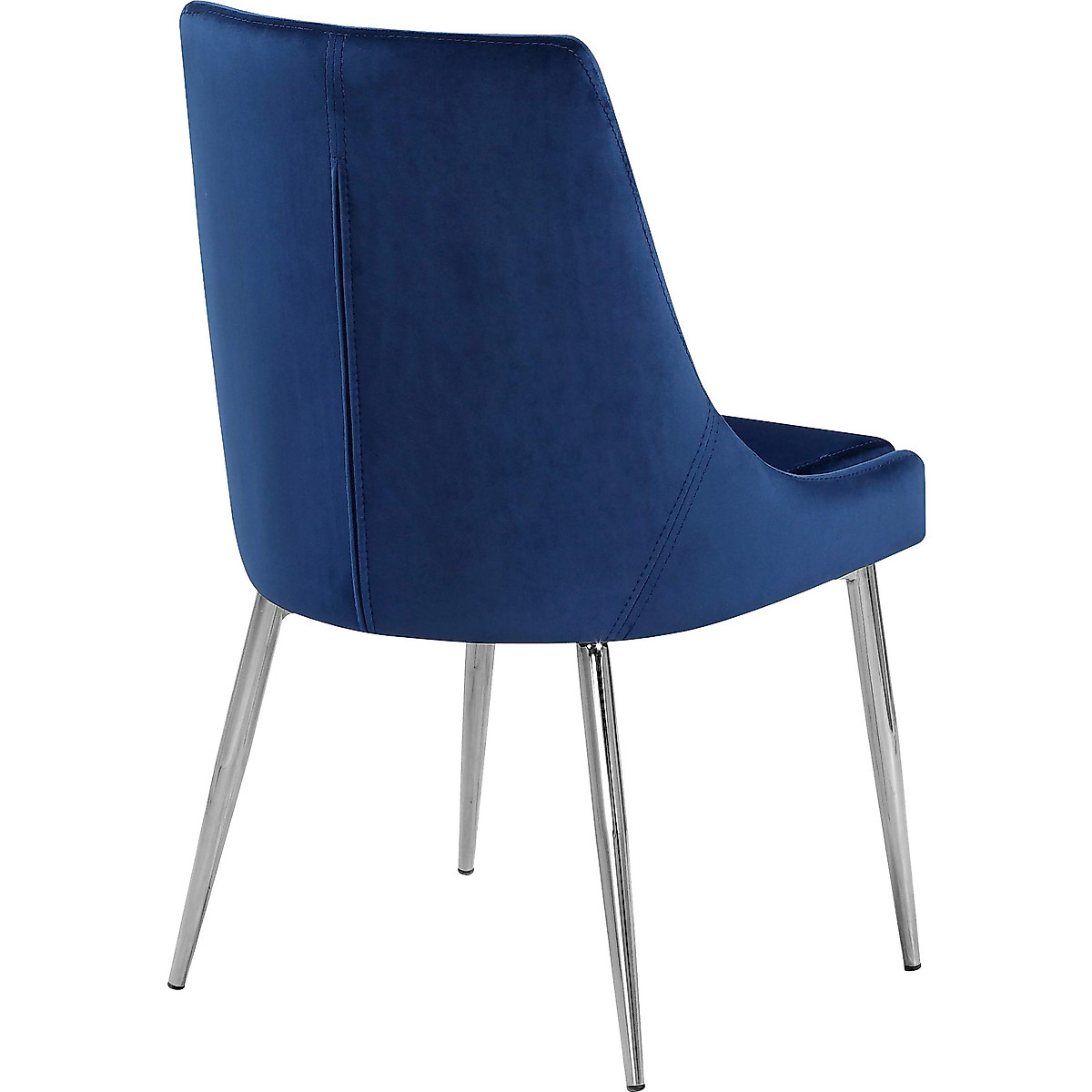 Meridian Furniture Karina Collection Modern | Contemporary Velvet Upholstered Dining Chair with Sturdy Metal Legs, Set of 2, 19.5" W x 21.5" D x 33.5" H, Navy