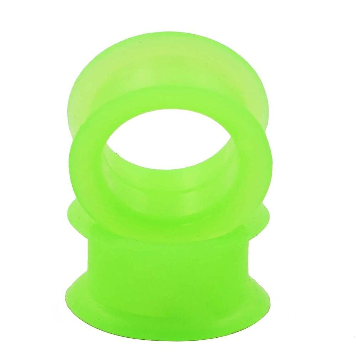 Pair 1" (25MM) GREEN SILICONE EYELET TUNNELS Double Flare Gauges Thin Soft Flexible Flesh Plugs (2pcs)