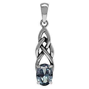 Silvershake Simulated Color Change Alexandrite 925 Sterling Silver Celtic Knot Solitaire Pendant