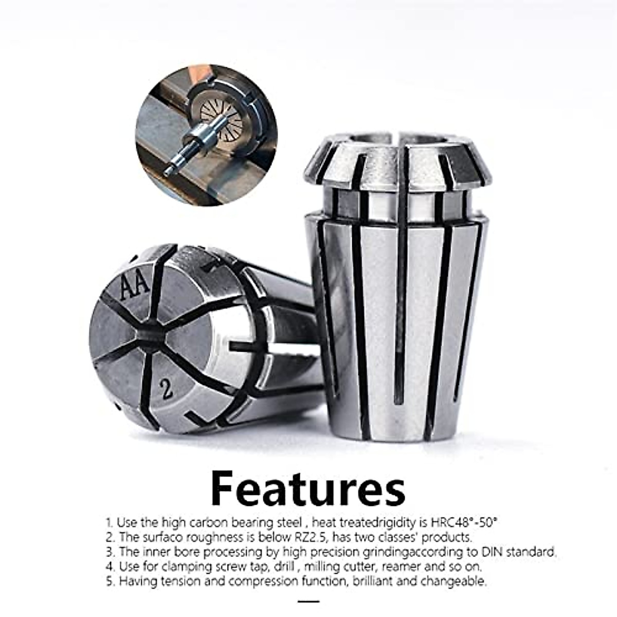 GRUNI ER11 Collet Chuck 1-7mm 1/4 1/8 AA 0.008mm High Accuracy ER Spring Collet for Bit Milling Clamping Holder 1Pcs (Size : ER11 1.5m)