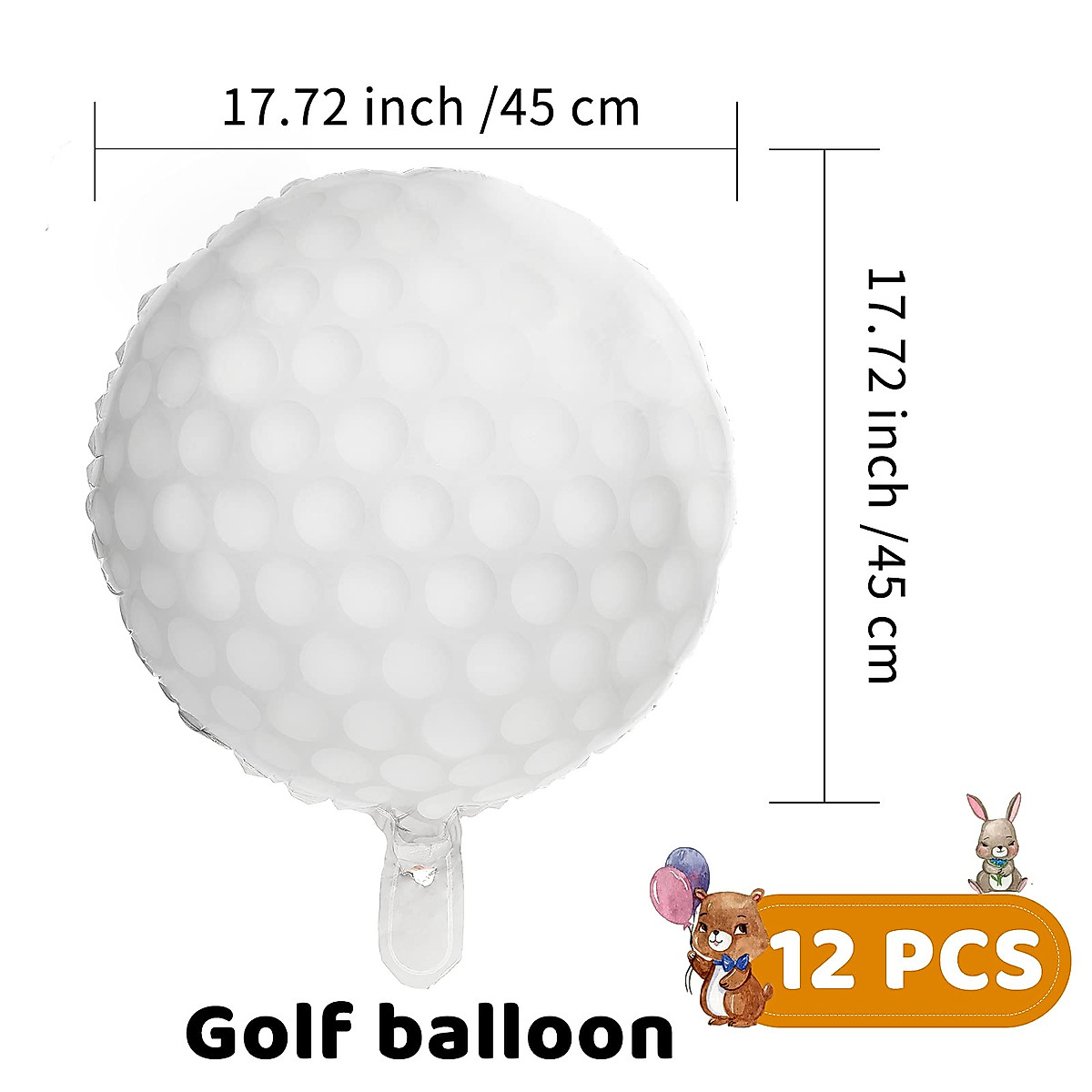 Sosation Golf Ball Balloons Decoration Golf Themed Balloons Golf Ball Sports Round Golf Aluminum Foil Balloons Golf Theme Birthday Decoration for Golf Theme Birthday Party (12 Pieces)