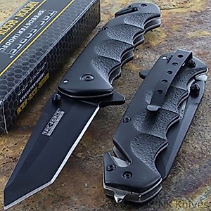 MEselected Tac-Force Black Tanto Blade Spring Assisted Tactical Folding Pocket Knife