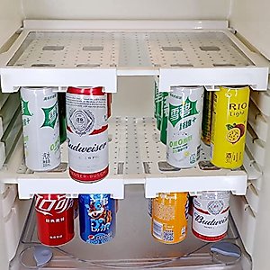 ZWMBYN Hanging Fridge Soda Can Organizer, Pull-out Fridge Drink Can Holder Drawer Organizer, Fridge Shelf Holder Storage Drink Beverage Dispenser Rack for Refrigerator Fit for 0.6in Fridge Shelf